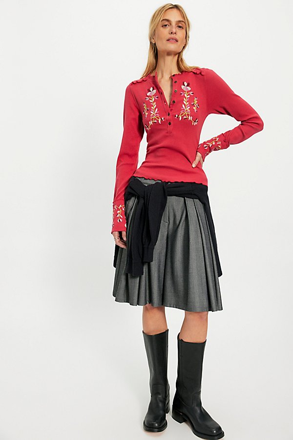 FREE PEOPLE Free People Fleur Embroidered Cuff Henley